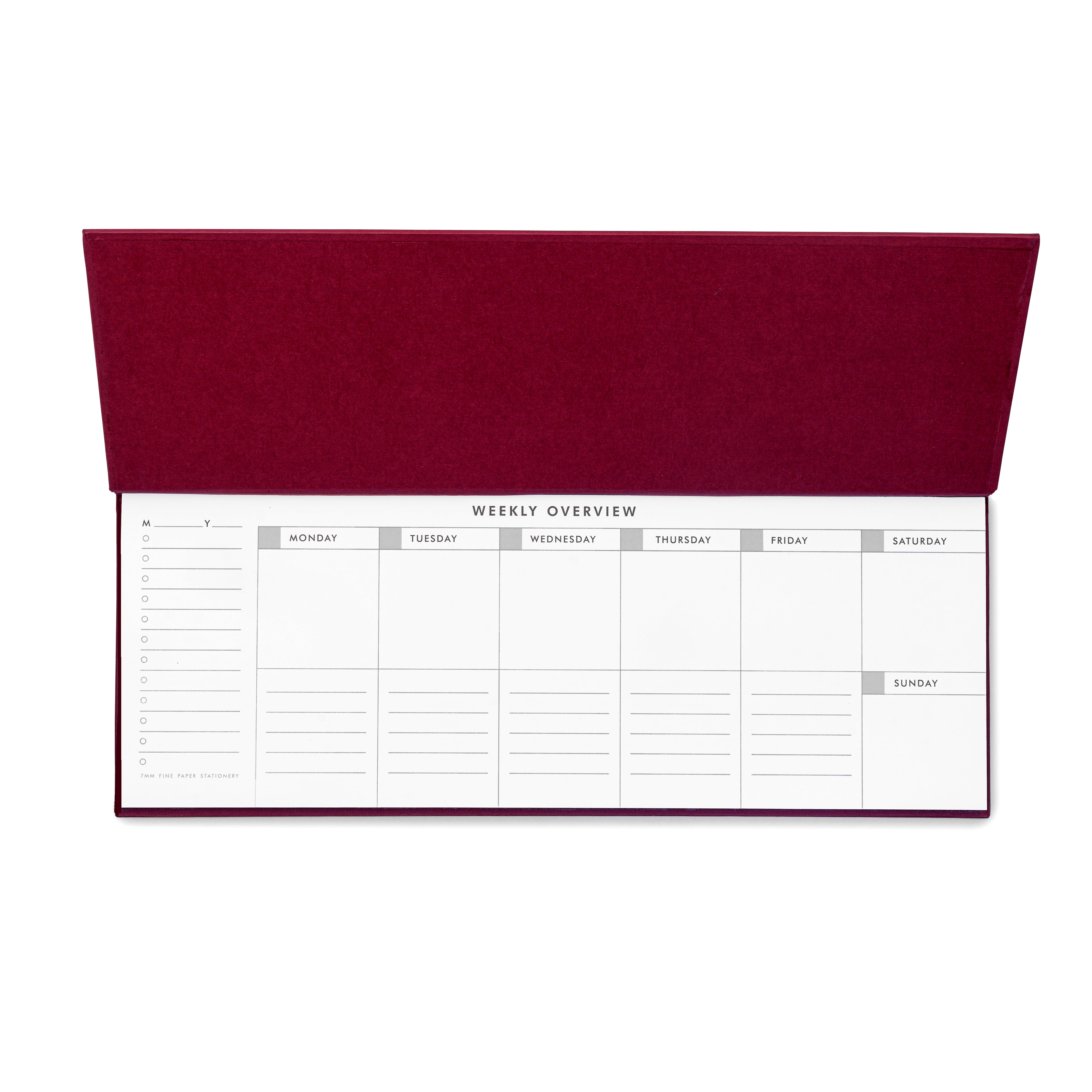 Weekly Desk Planner - Burgundy – 7mm - Fine Paper Stationery