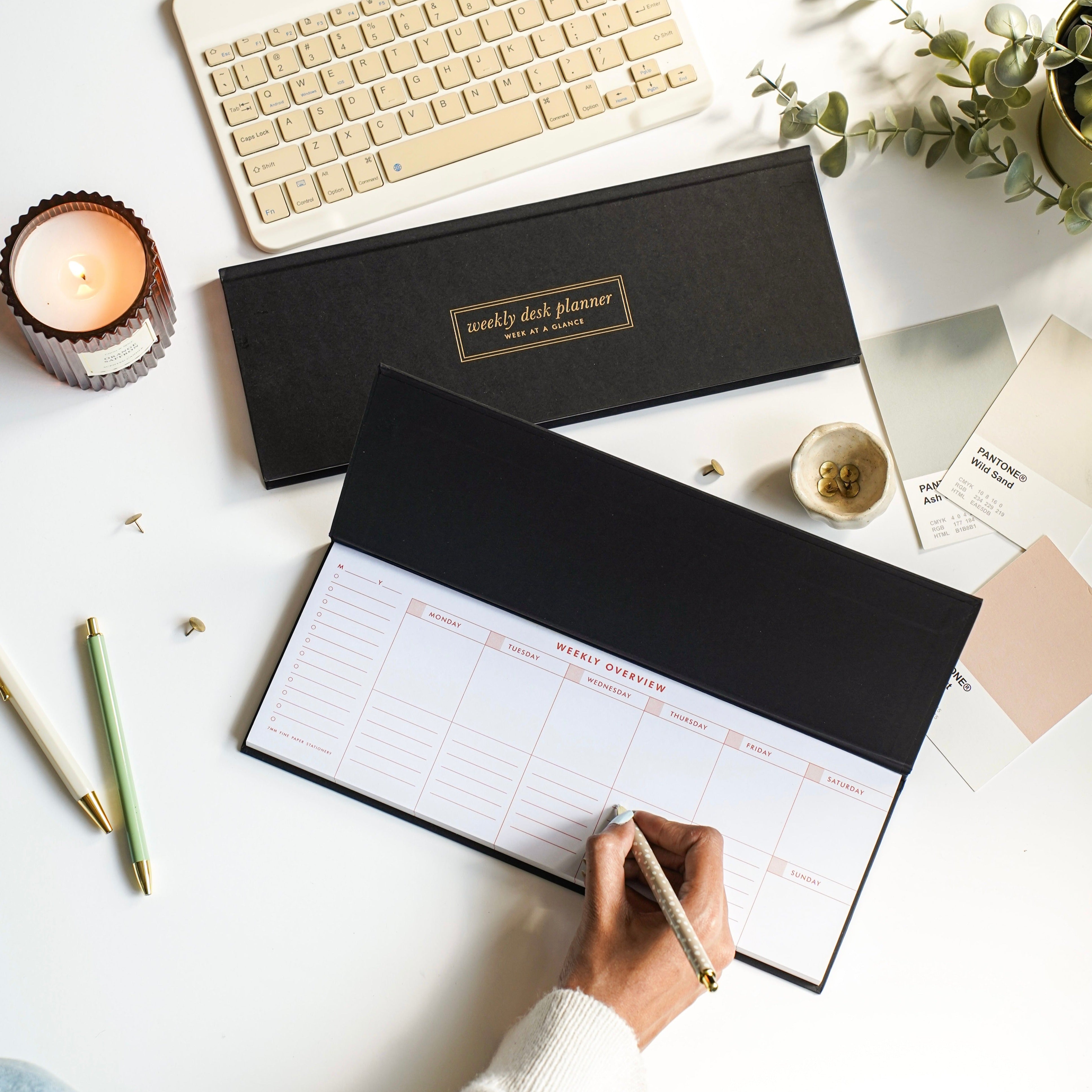 Weekly Desk Planner - Charcoal – 7mm - Fine Paper Stationery