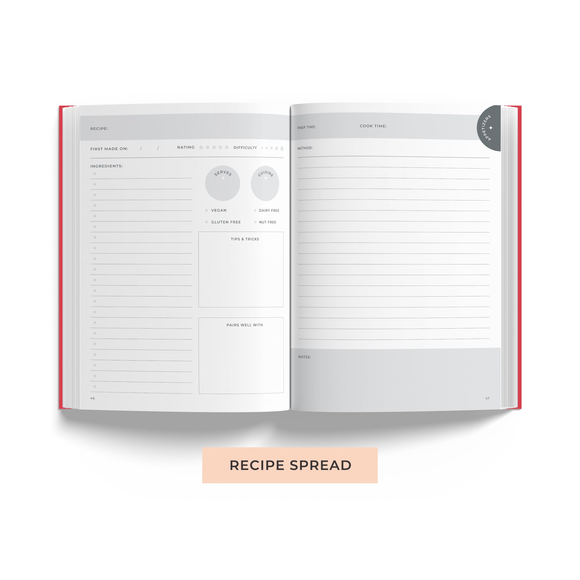 'Cheese and Wine' Recipe Journal – 7mm - Fine Paper Stationery