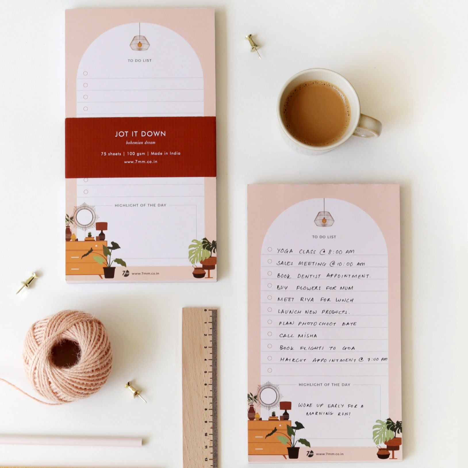 Bohemian To-Do List Notepad – 7mm - Fine Paper Stationery