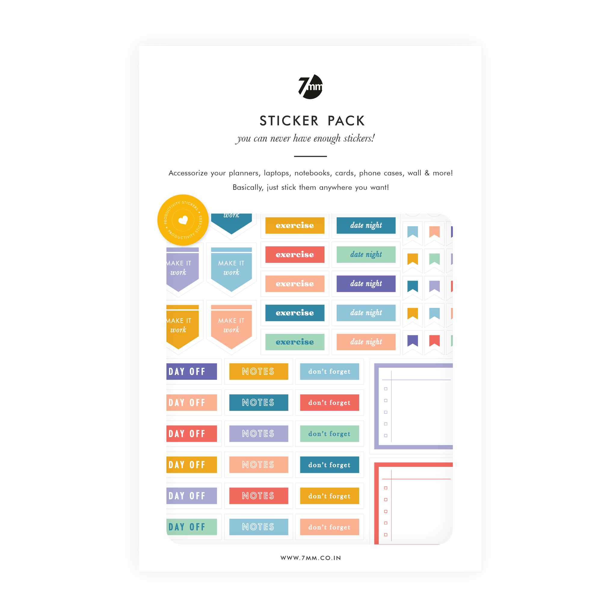 Productivity Sticker Pack – 7mm - Fine Paper Stationery
